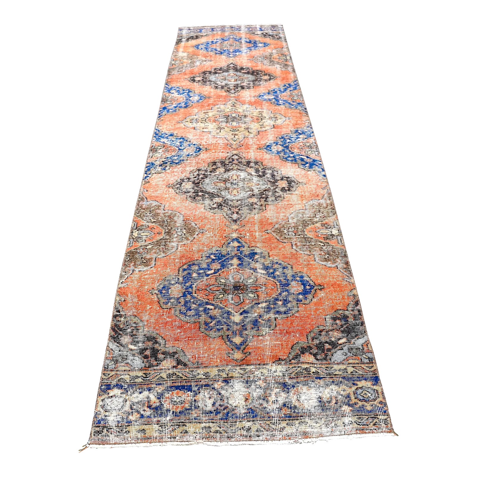 1960s Hallway Vintage Decorative Oushak Long Runner Rug | Chairish