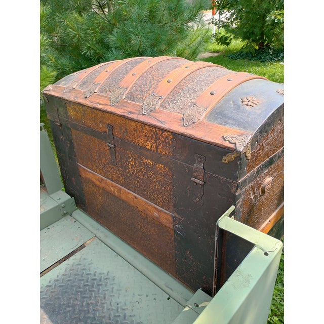 Antique 1800s Dome Top Steamer Trunk | Chairish