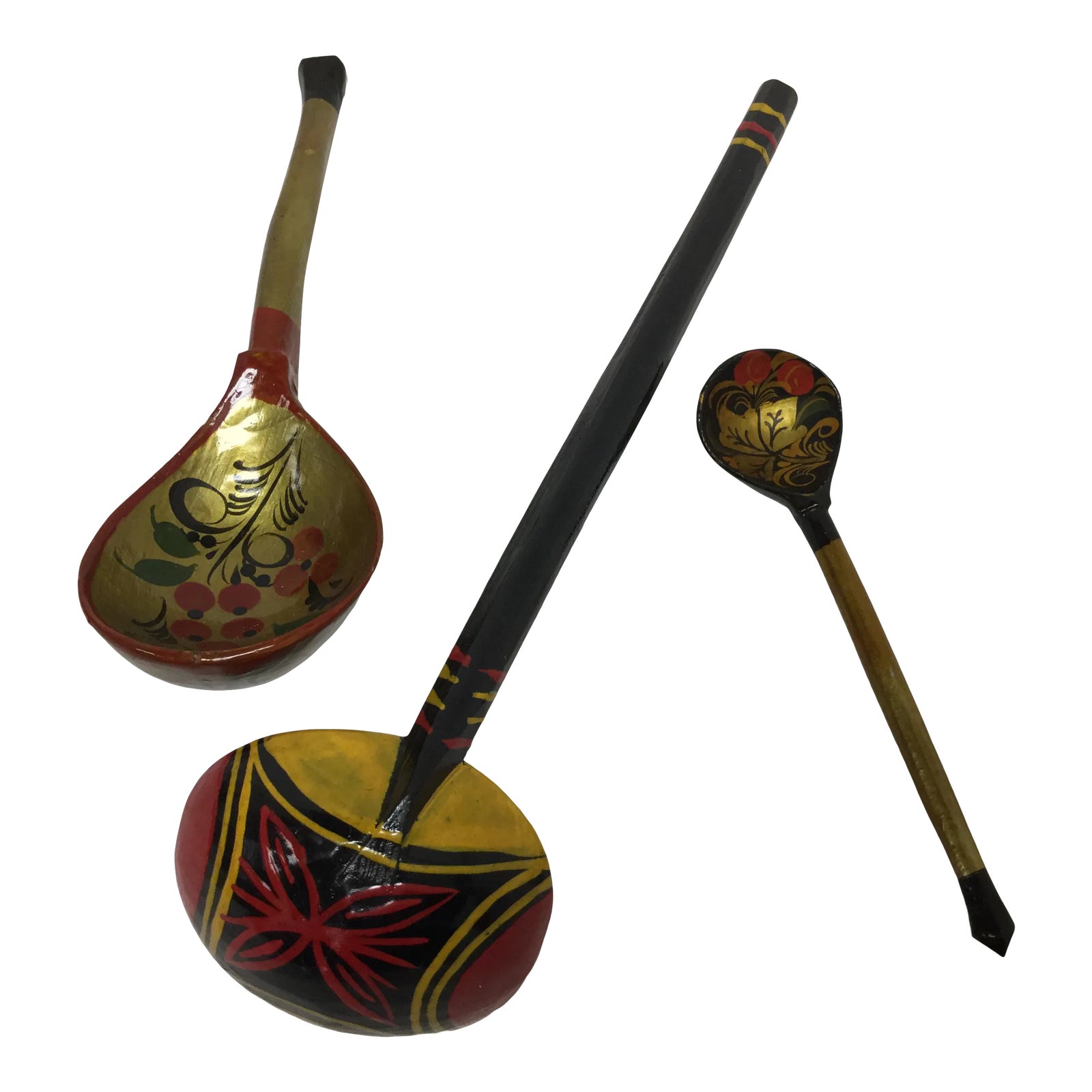 Vintage Boho Chic Turkish Wooden Hand Painted Serving Spoons - 3 Pieces ...