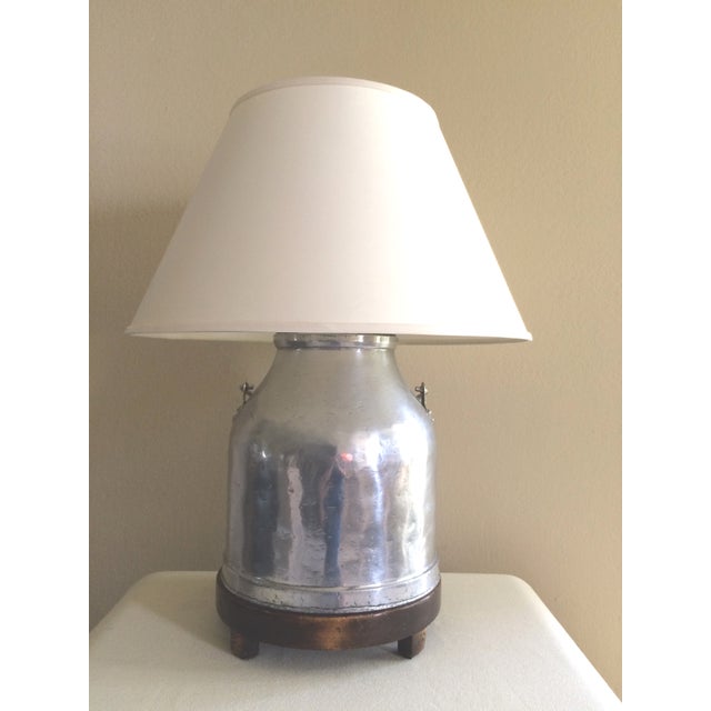 Polished Aluminum Lamp on Walnut Base | Chairish
