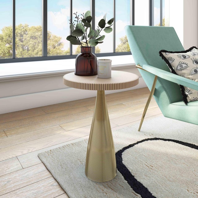 Celeste Ribbed Side Table | Chairish