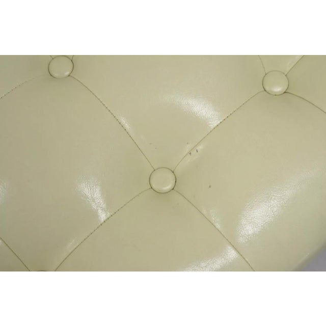 Modern Pearl Bonded Leather Steel Frame Button Tufted Square Cocktail