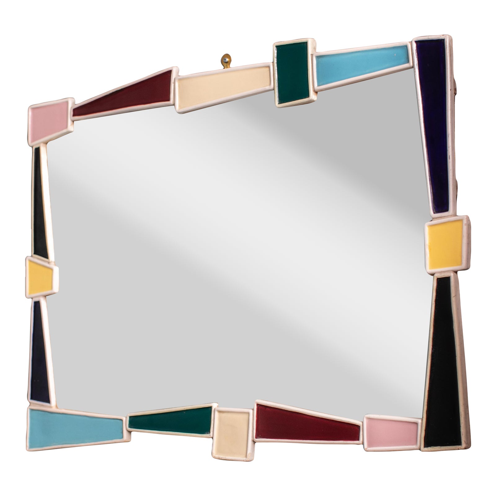 1960s Cubism Colorblock Wall Mirror | Chairish