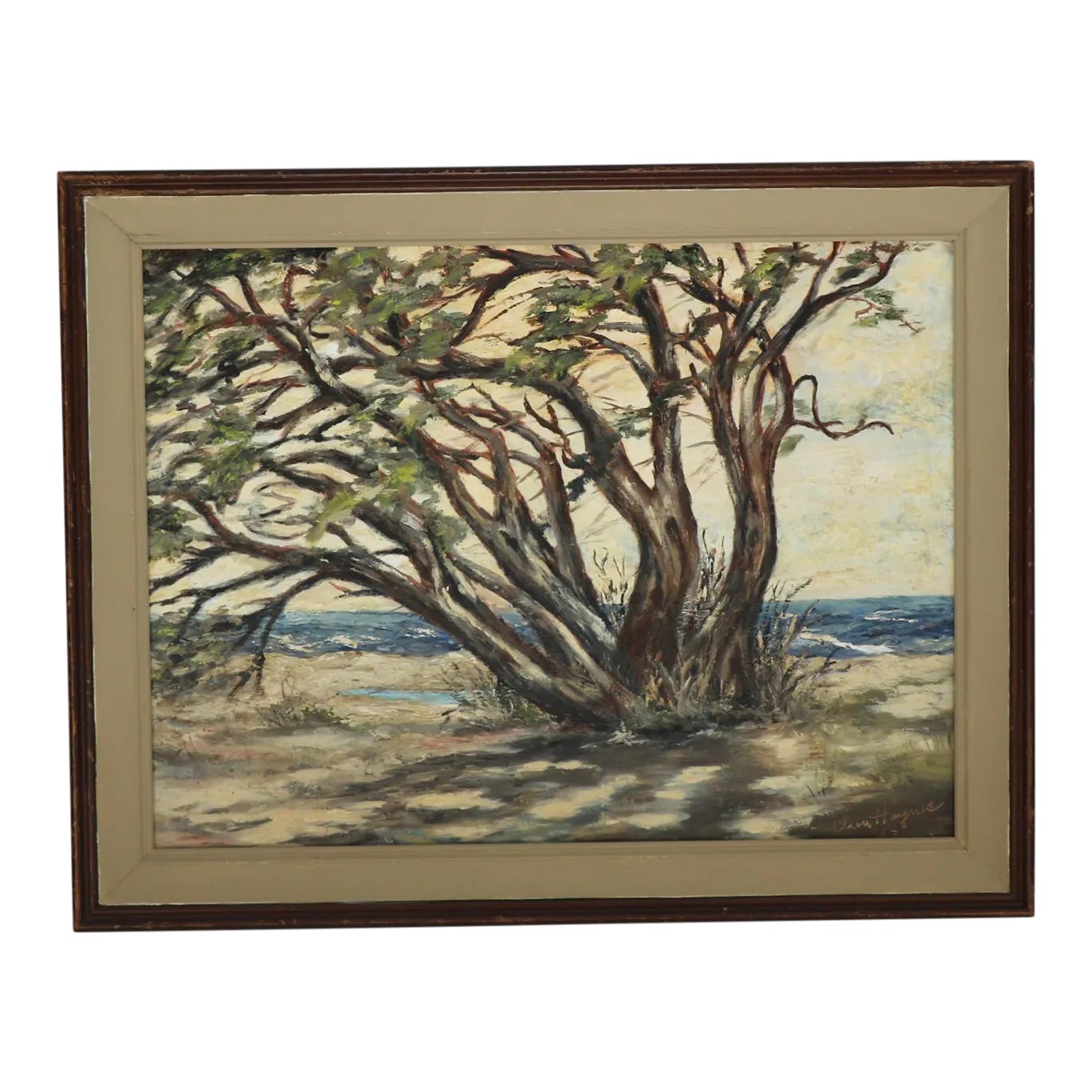 Clara Haynes (American, 20th C.) "Beach Trees" 1963 | Chairish