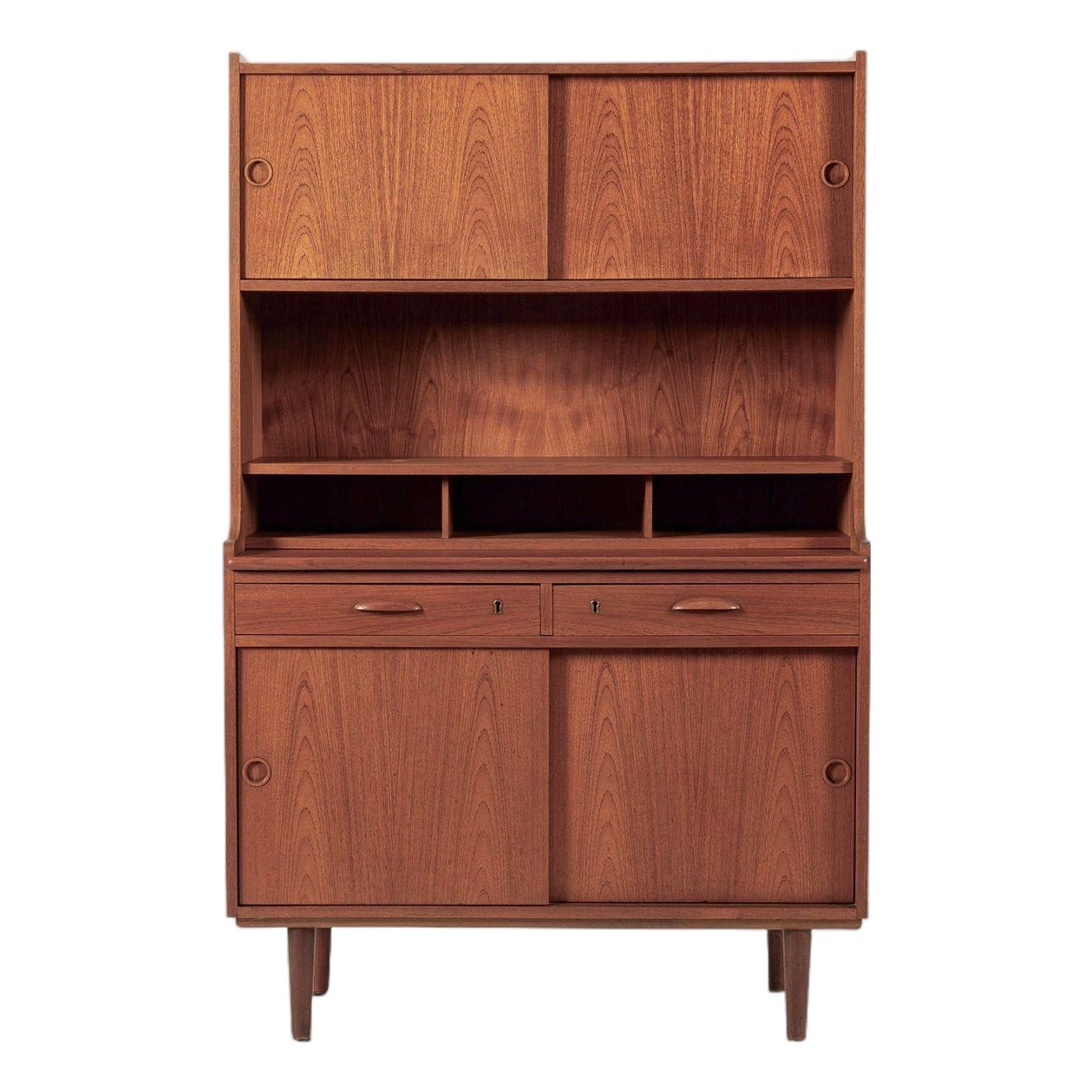 Mid Century Danish Teak Wood Bookcase Cabinet & Secretary Desk 1960s ...