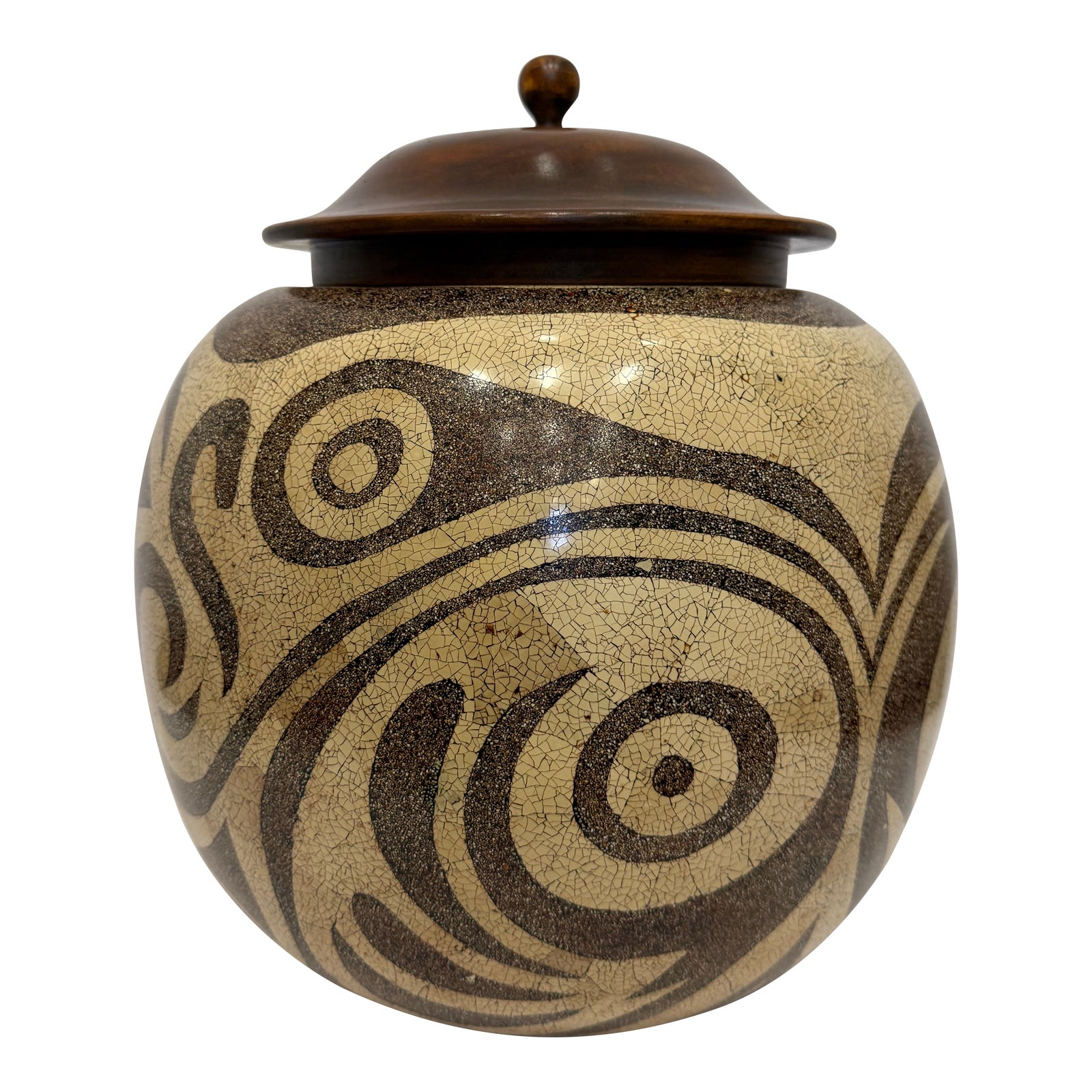 Vintage Theodore Alexander Contemporary Tribal Ceramic Pottery W/Wood ...