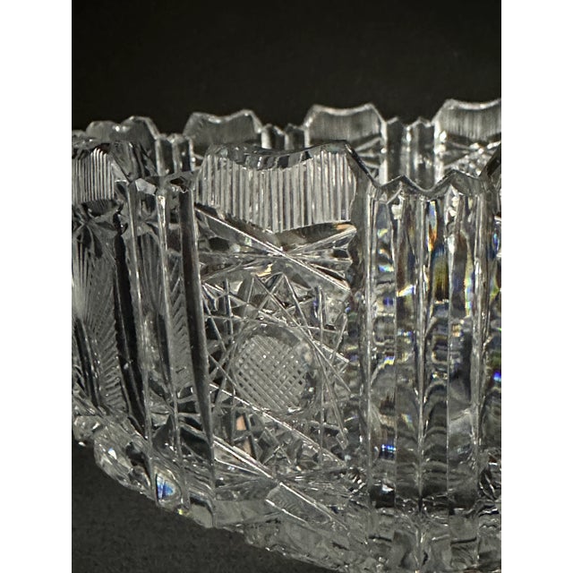 Vintage Bohemian Cut Crystal Bowl, Star Pattern | Chairish