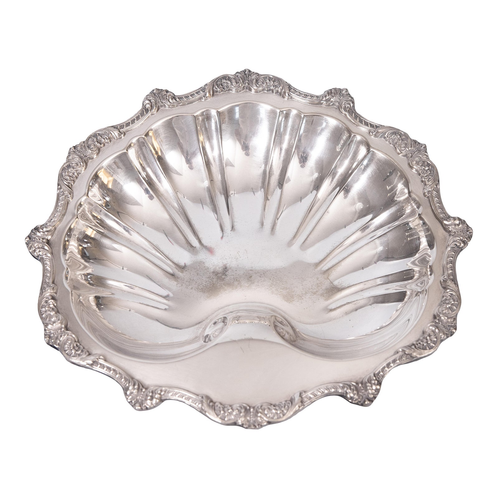 Vintage Poole Silver Plate Shell Footed Tray Dish | Chairish