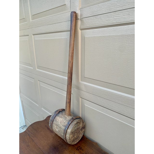 Antique Monumental Hand Made Wooden and Wrought Iron Carpenter's Mallet ...