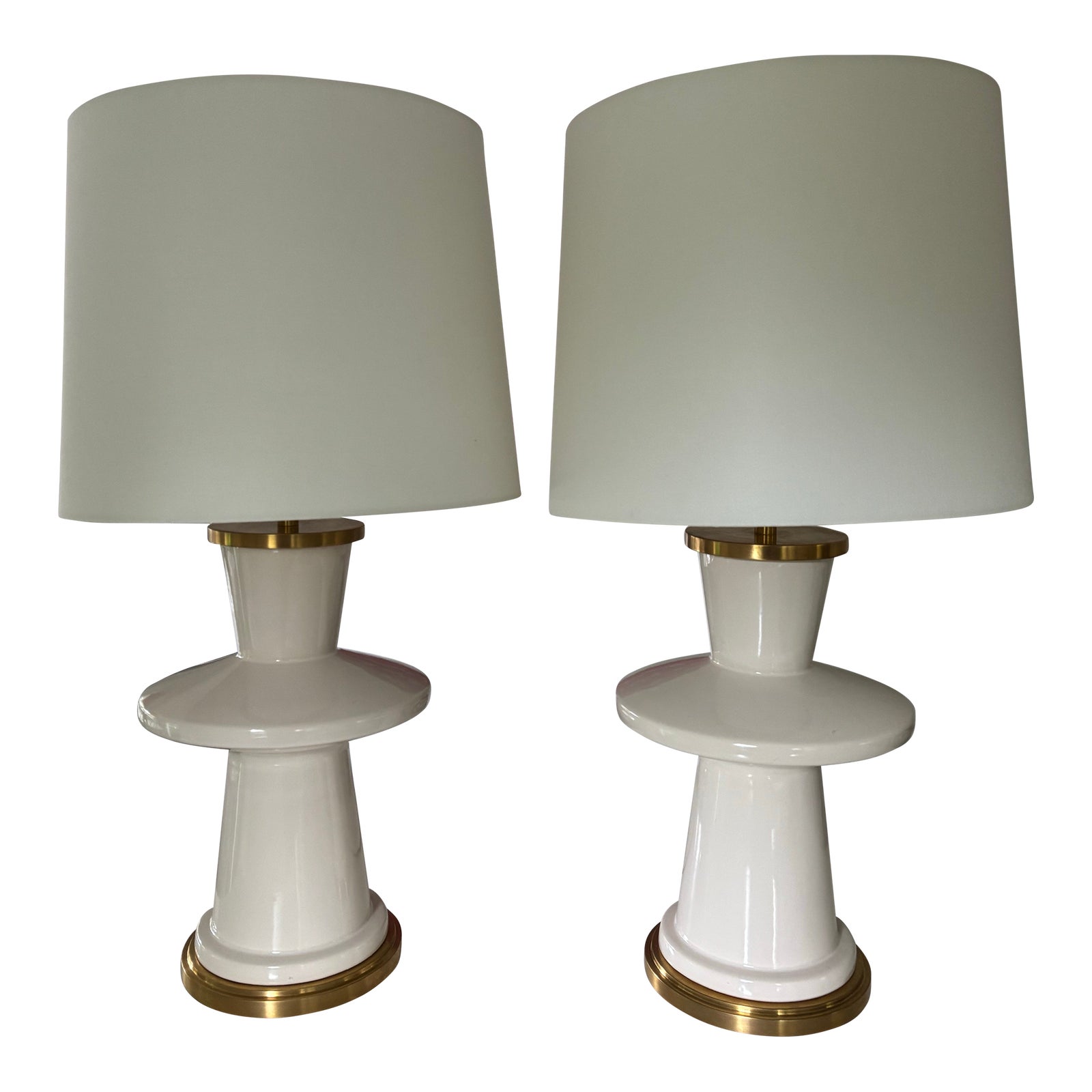 Pair Visual Comfort Christopher Spitzmiller Varney Lamps With Linen ...