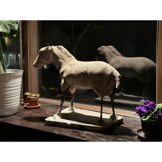 Vintage Cement Horse, 1950s Equestrian Decor Sculpture | Chairish