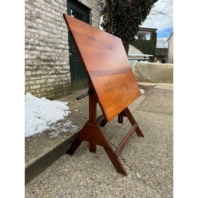 1930s Vintage Adjustable Wood Drafting Table | Chairish
