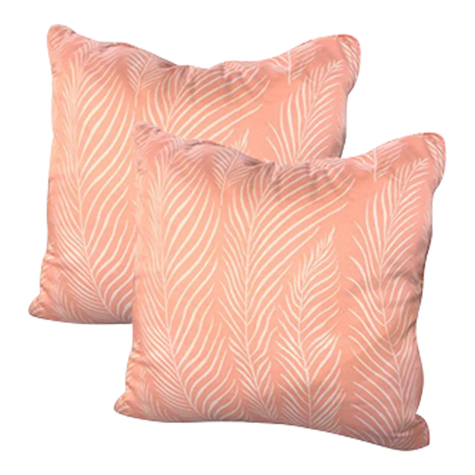 Pair 24'' Thomas Strayhan Pink Palm Pillows | Chairish