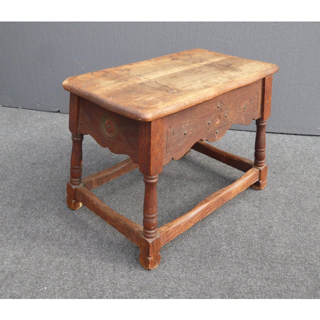 Vintage William & Mary Style Wood Bench With Storage Space by Cochran ...