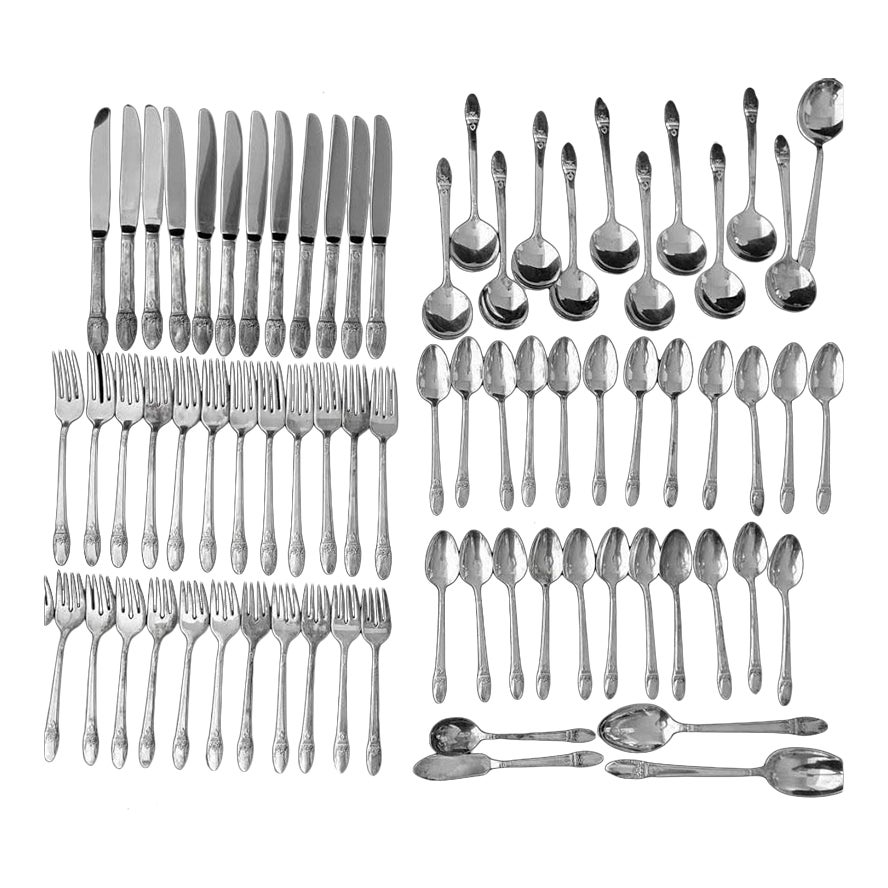 Vintage Set Wm Rogers Silverplate Flatware First Love Pattern - 75 PCS ...