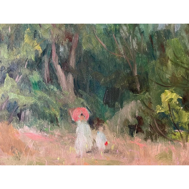 American Impressionist Oil Painting Figures in a Landscape New England ...