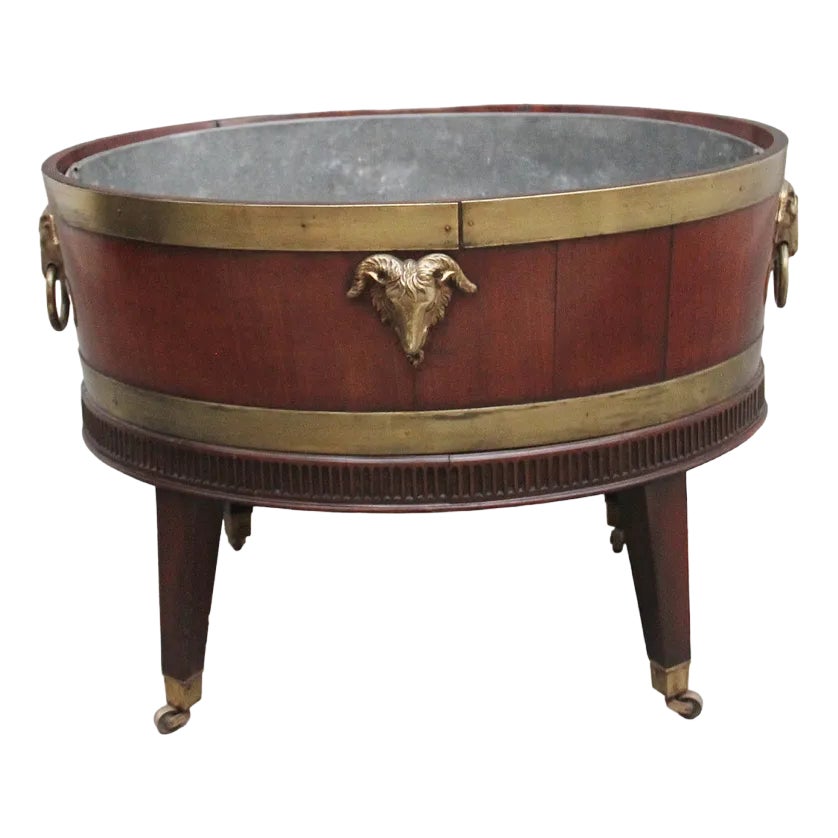 Early 19th Century Mahogany and Brass Bound Wine Cooler, 1800s | Chairish