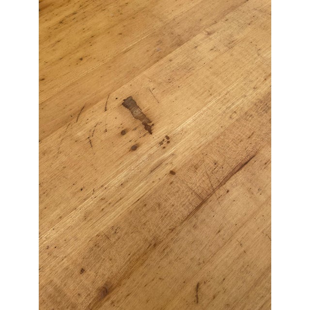 Vintage Round Butcher Block Table With Iron Base | Chairish