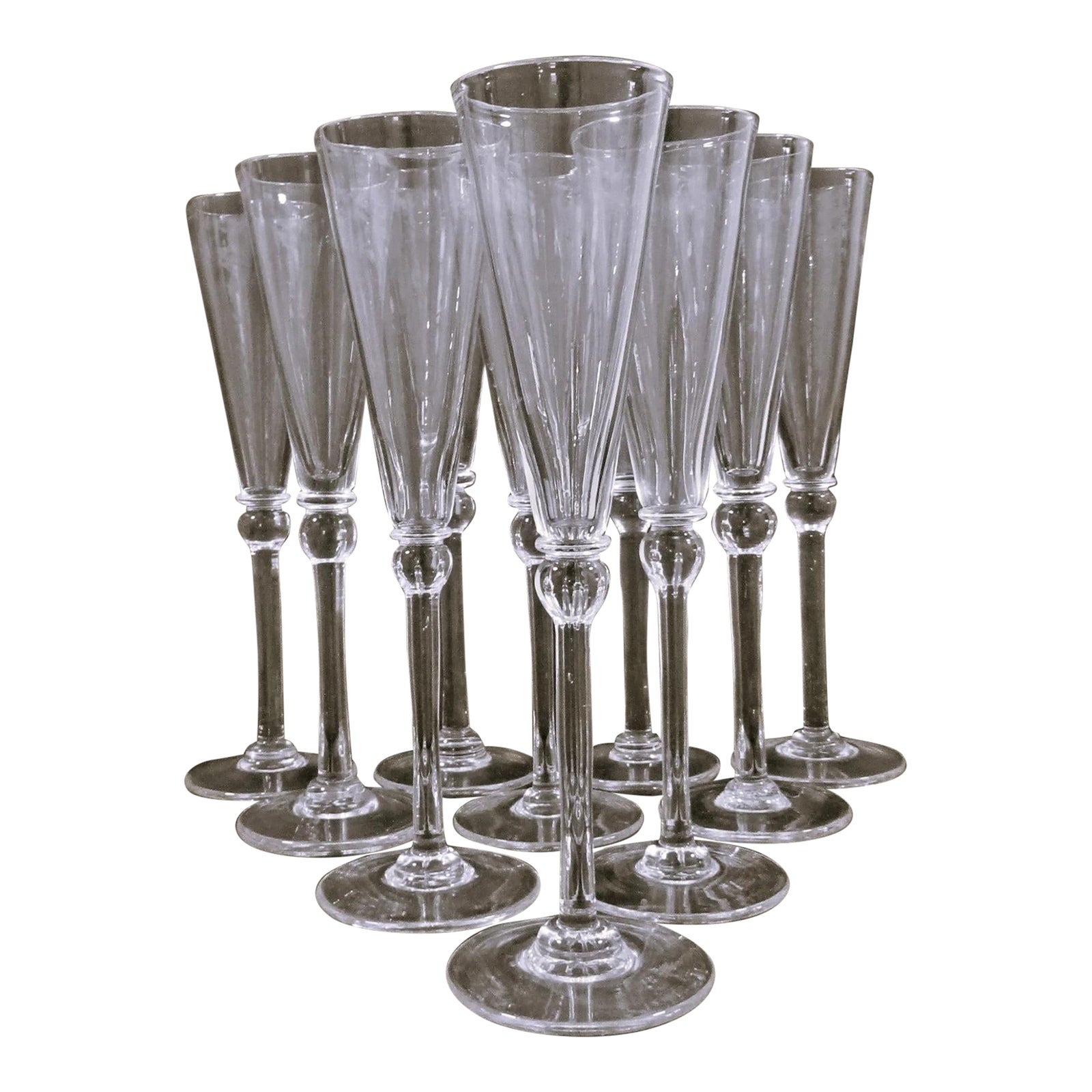 Simon Pearce Heartland Champagne Flutes Set of 10 | Chairish