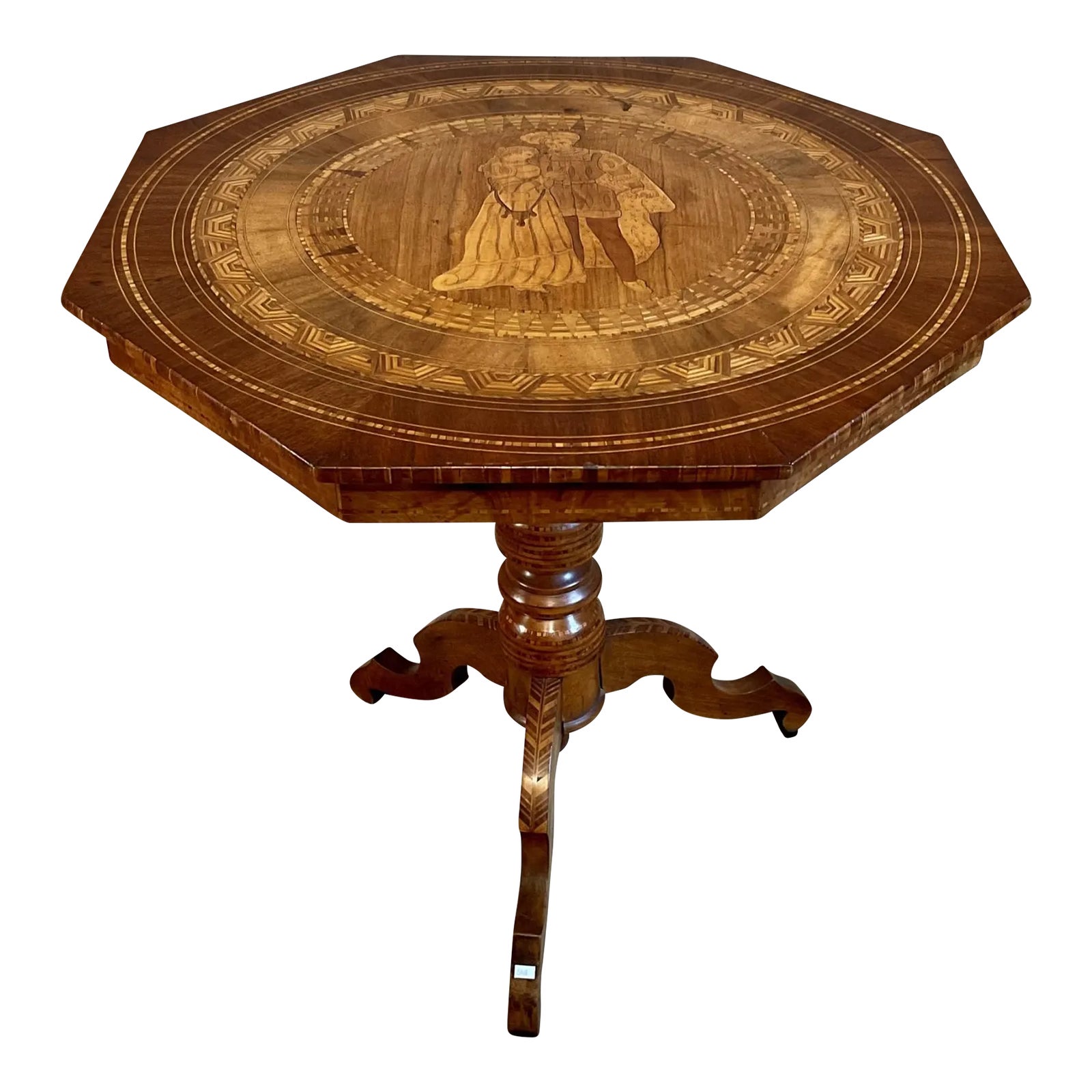 19th Century Inlaid Tilt-Top Octagonal Tea Table | Chairish