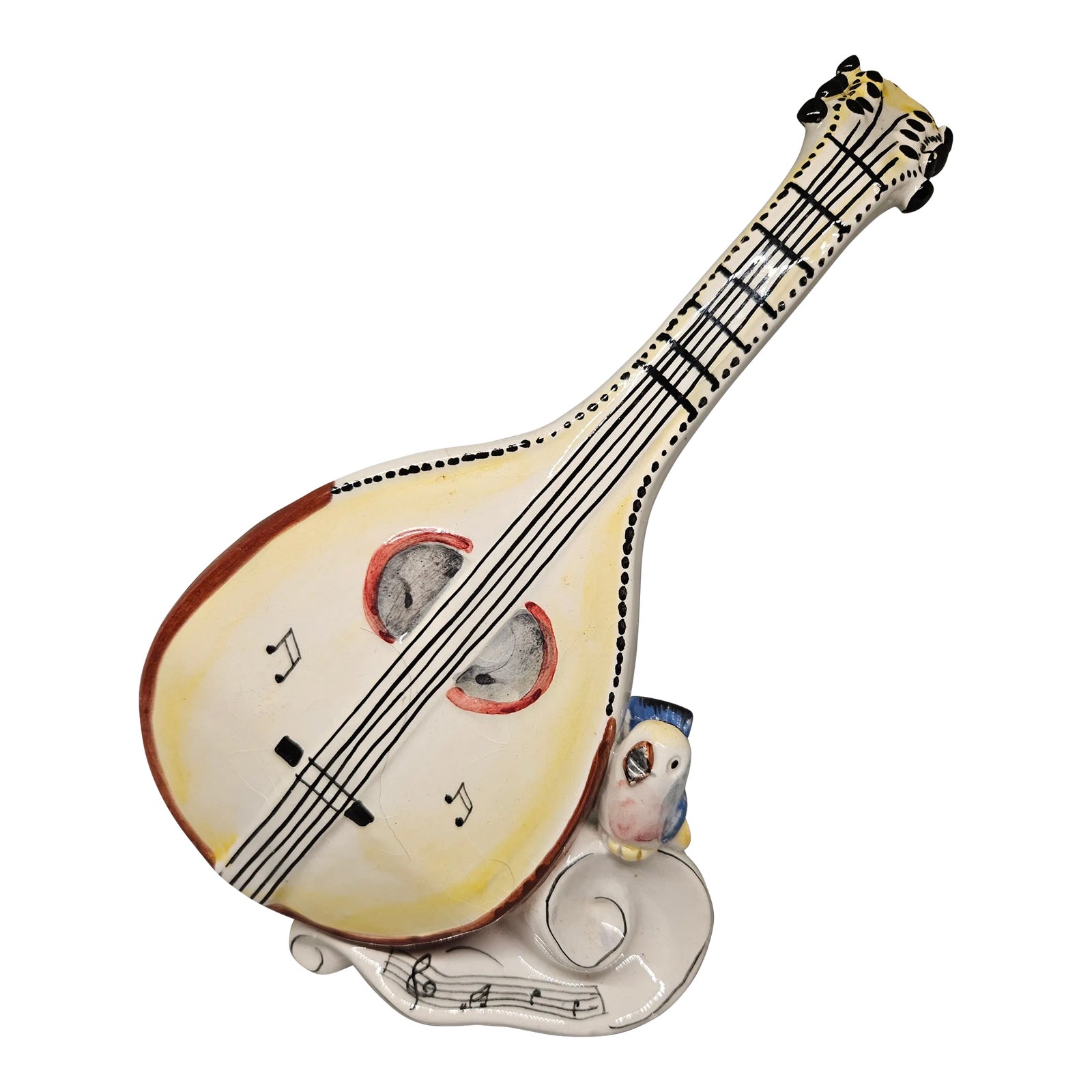 Vintage Mid Century Italian Guitar / Cello Ceramic Planter Hand Painted ...