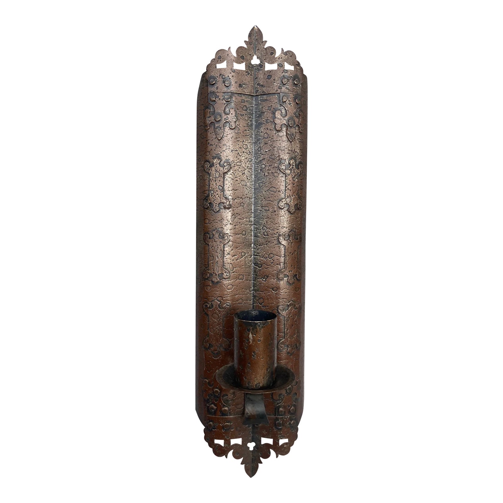 Vintage French Gothic Medieval Wrought Iron Candle Wall Sconce | Chairish