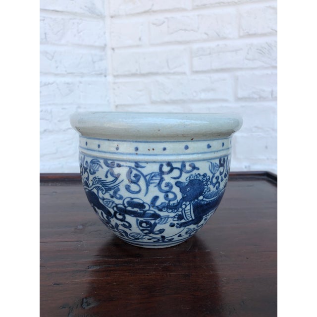Chinese Blue & White Porcelain Cachepot | Chairish