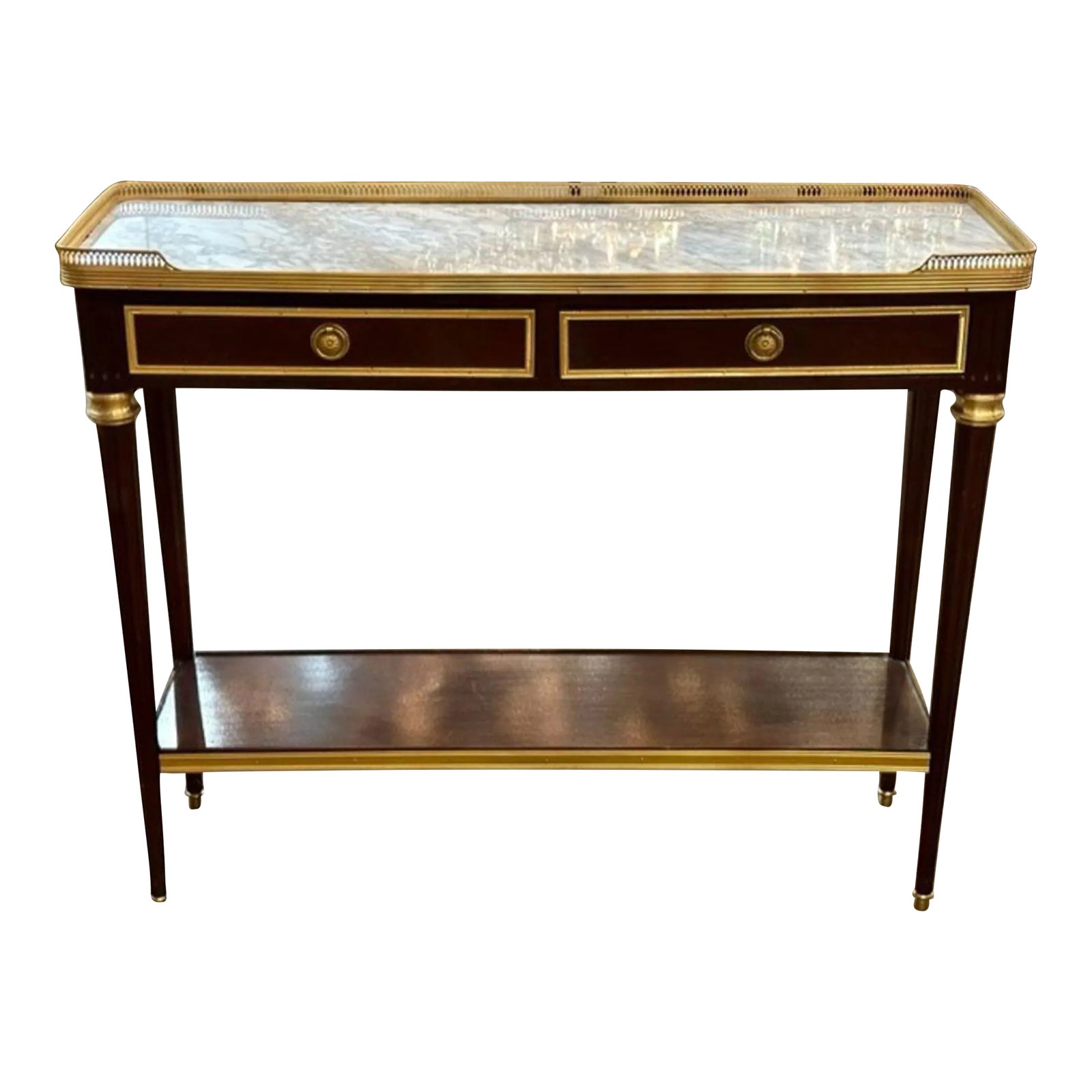 Midcentury French Louis XVI Style Mahogany Jansen Manner Console | Chairish