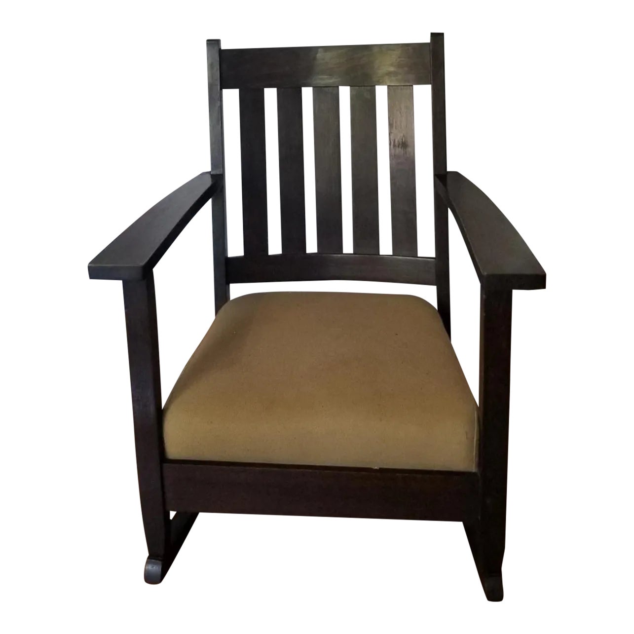 Late 19th Century Antique Mission Style Rocking Chair With Cushion ...
