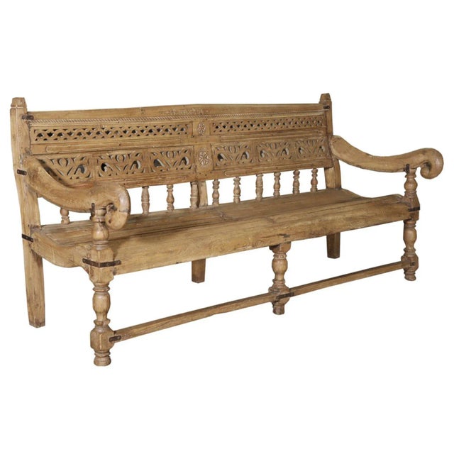 Antique Raja Colonial Teak Bench | Chairish