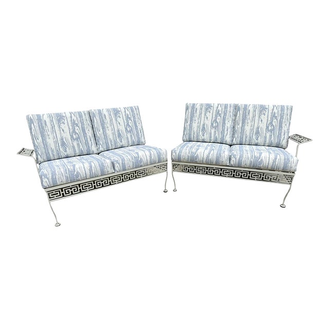 Vintage Meadowcraft Greek Key Outdoor Wrought Iron Sectional Sofa, 2 ...