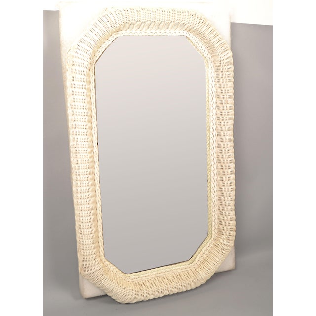 1980s Mid-Century Modern Handwoven Shabby Chic White Wicker Wall Mirror ...