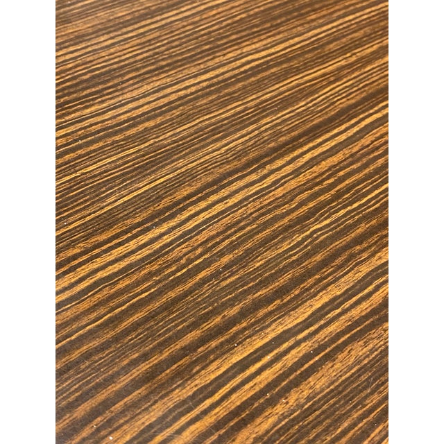 Zebrawood Laminate Top Round Dining Table | Chairish