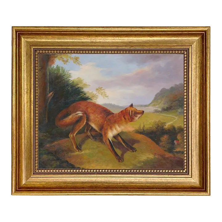 Contemporary Landscape with Fox Print on Canvas, Framed | Chairish