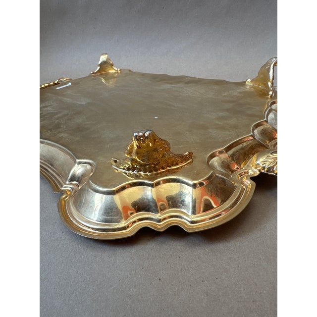 Vintage Ornate Gold Plated Butler’s Serving Tray | Chairish