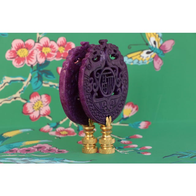 Chinese Calligraphy Symbol Lamp Finials on Brass Hardware - a Pair ...