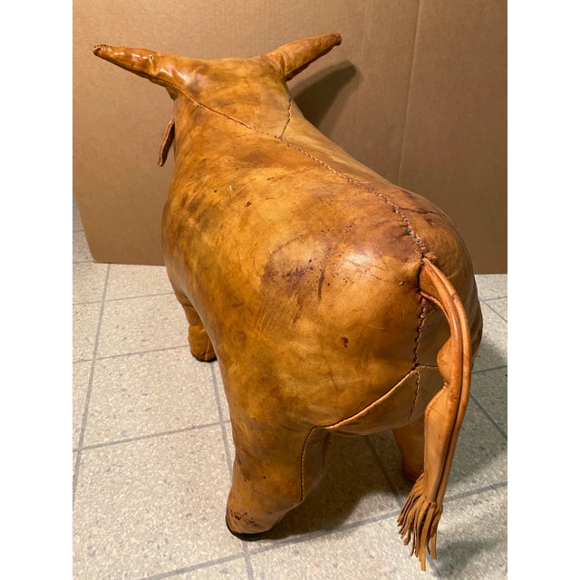 Leather bull footstool store
