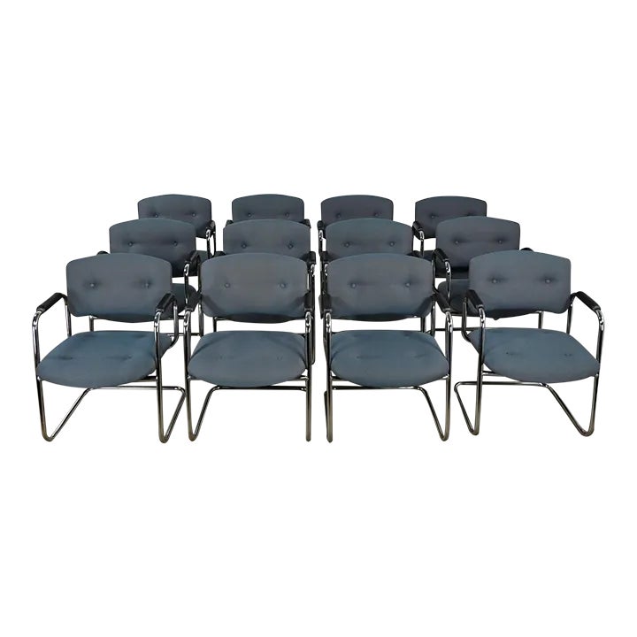 Late 20th Century Gray & Chrome Cantilever Chairs by United Chair Co ...