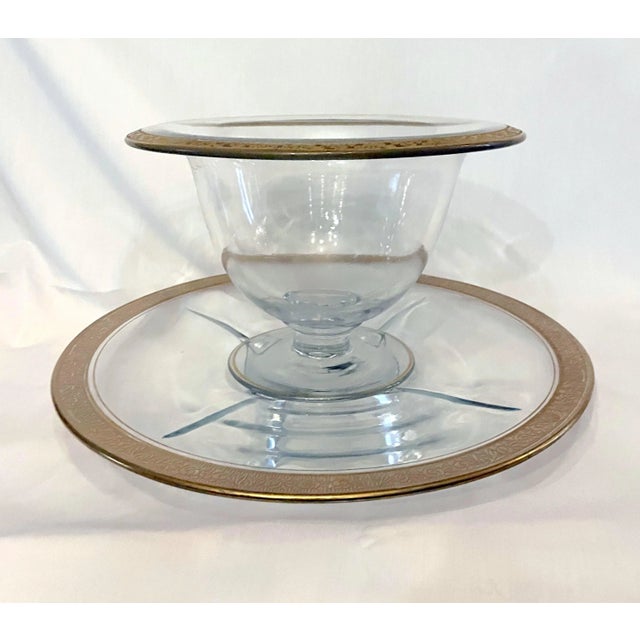1940s Gold-Rimmed Glass Bowl and Plate | Chairish