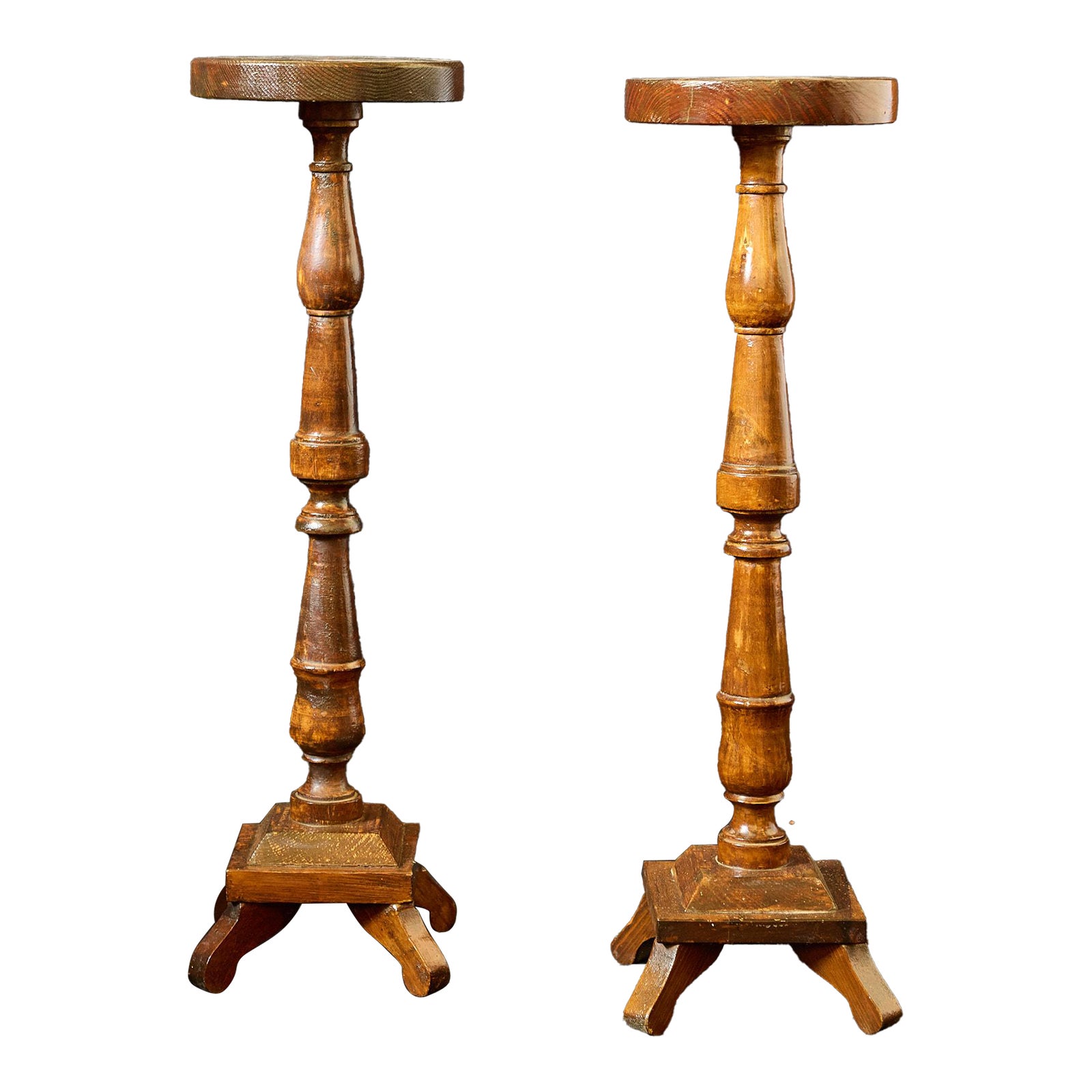 Pair of 19th Century Italian Pine Plant Stands | Chairish