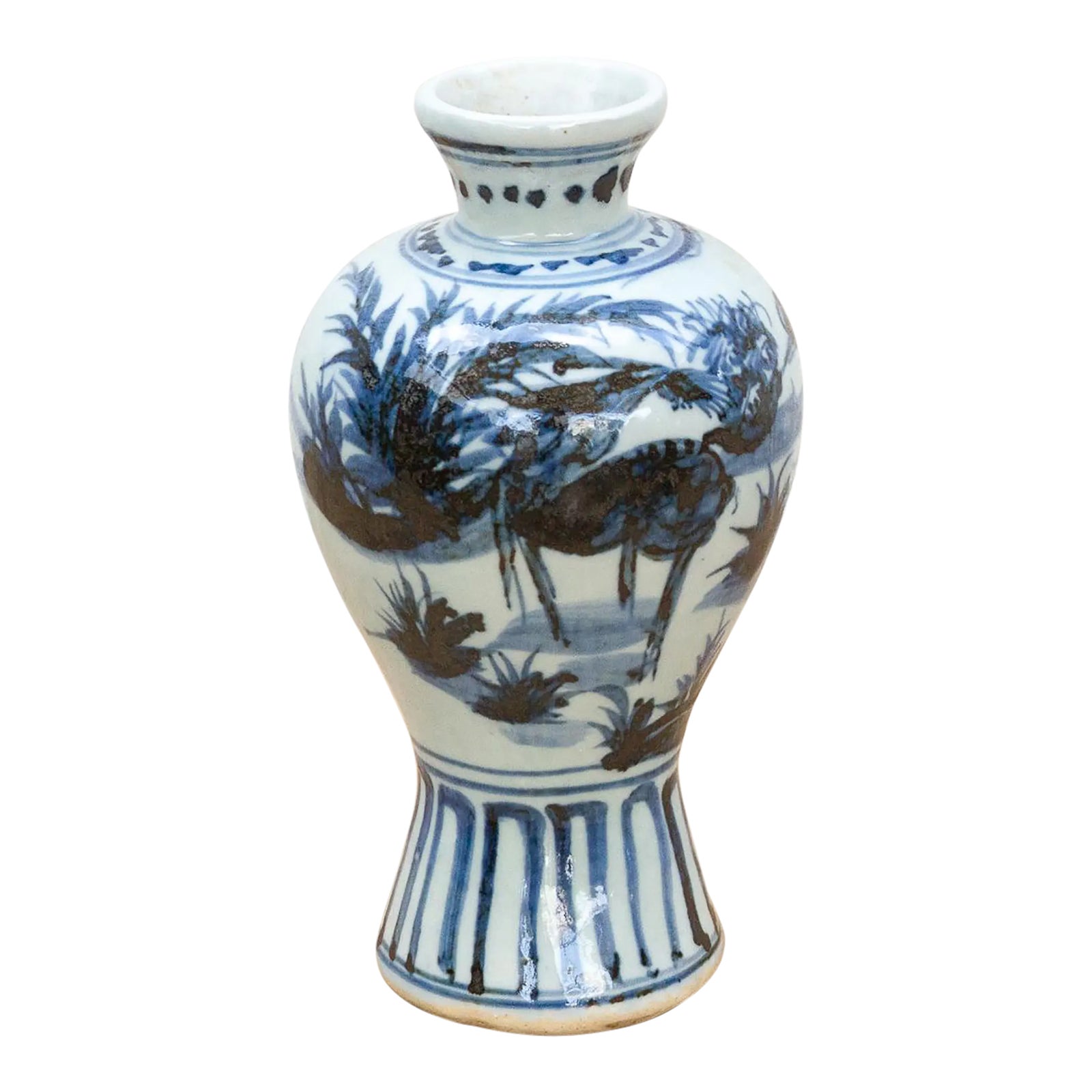 Rich Cobalt Blue & White Porcelain Vase | Chairish