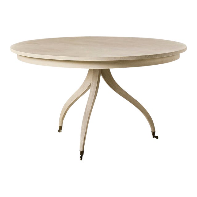 Mid Century Style Round Dining Table - Bleached Walnut | Chairish
