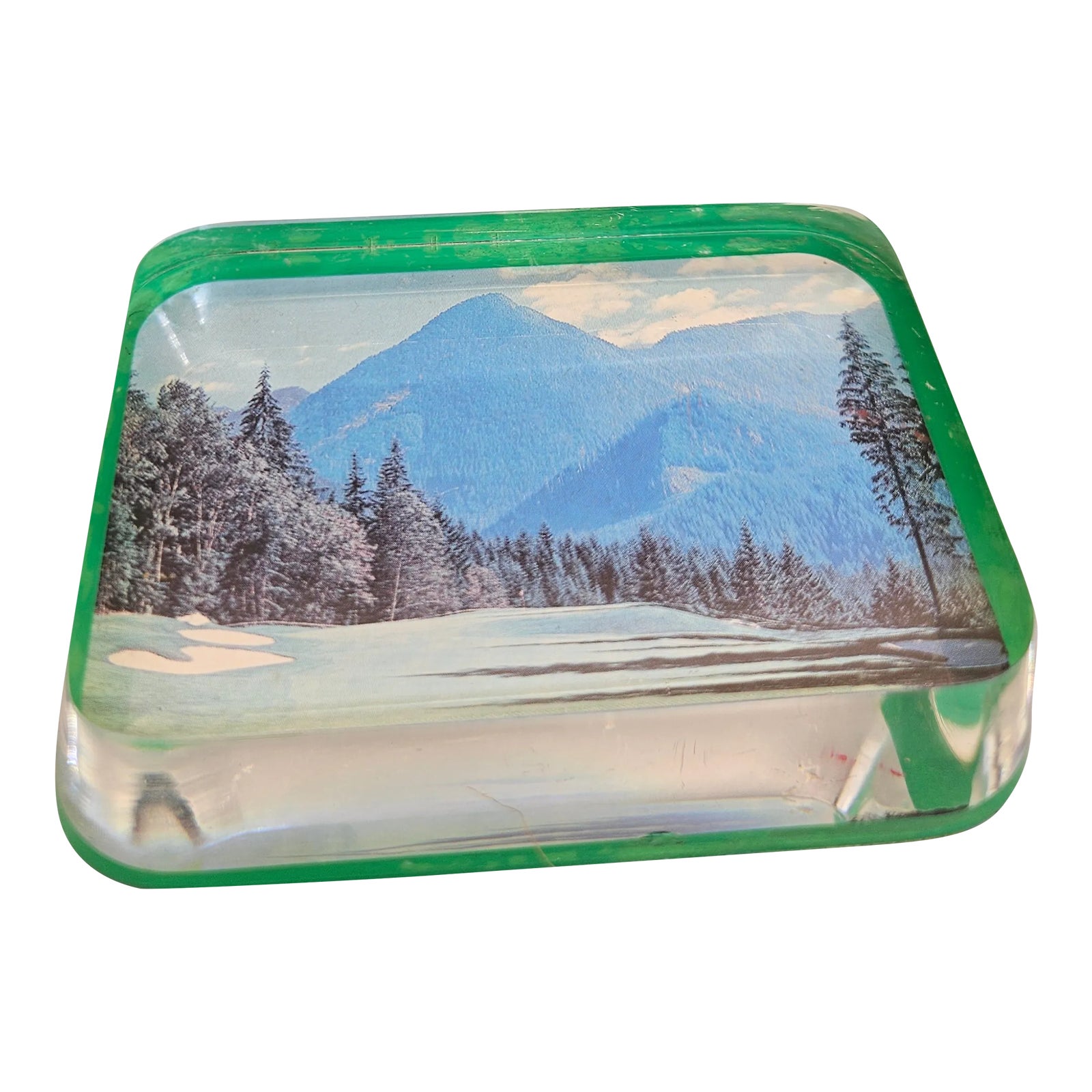 Antique Post Card Resin Paperweight | Chairish