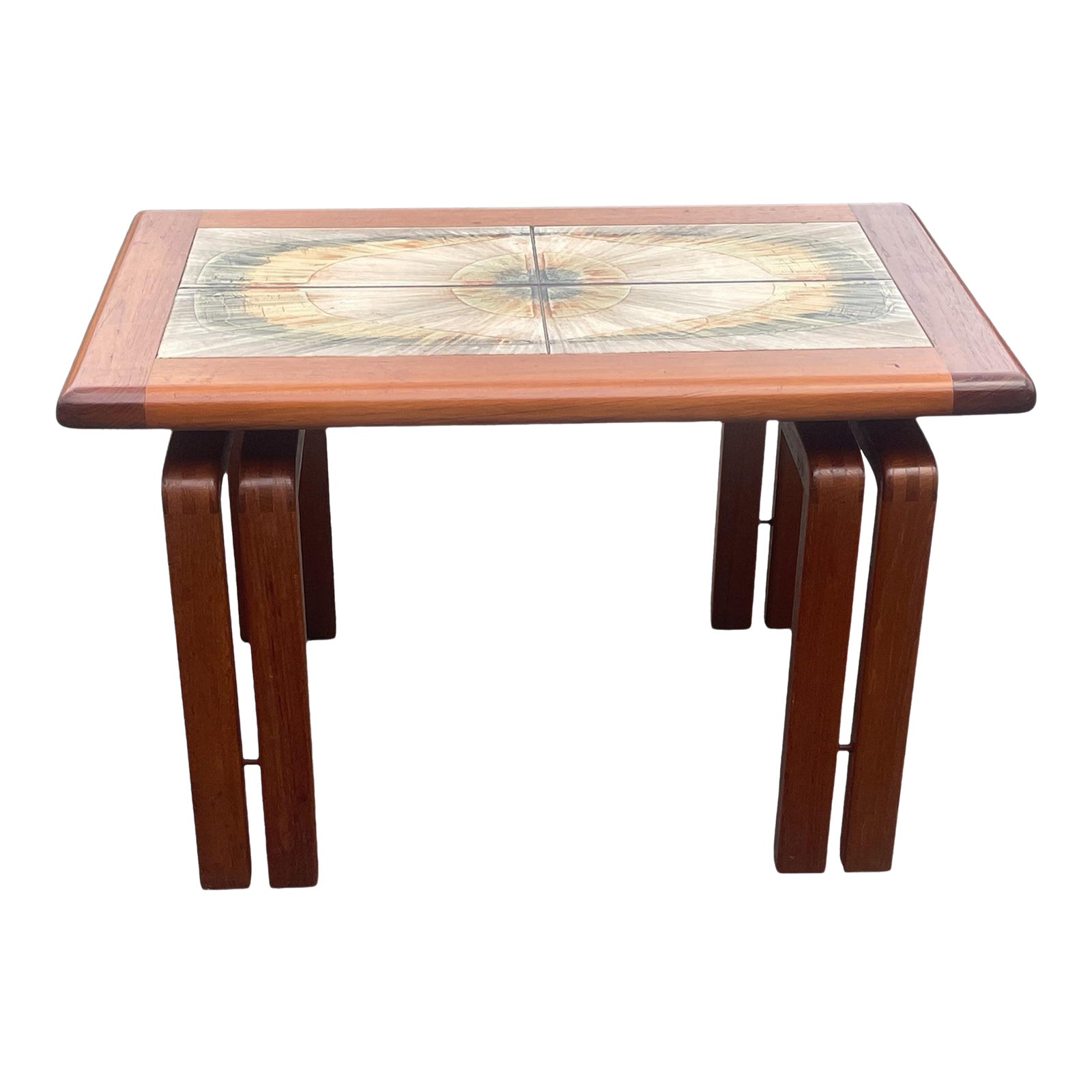1970s Fine Danish Float Tile Top Teak Side Table | Chairish