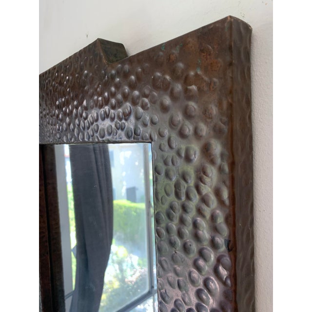 2000s Southwest Mission Rustic Hammered Copper Mirror | Chairish