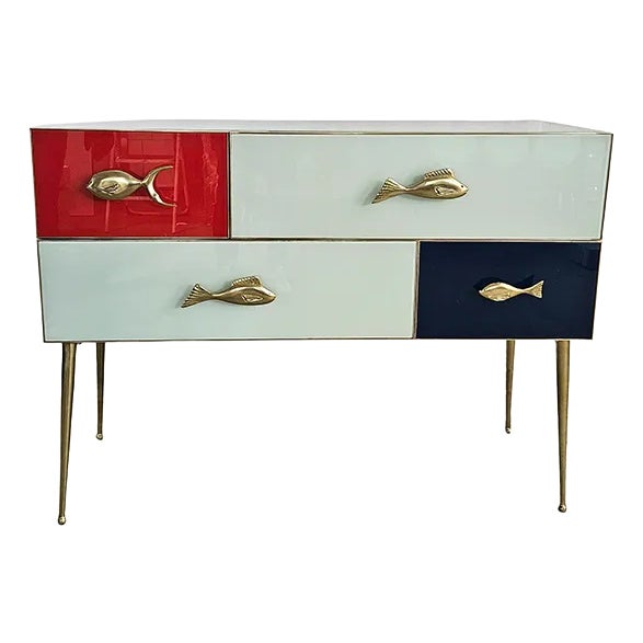 Console Table with Fish-Shaped Handles, 1980s | Chairish