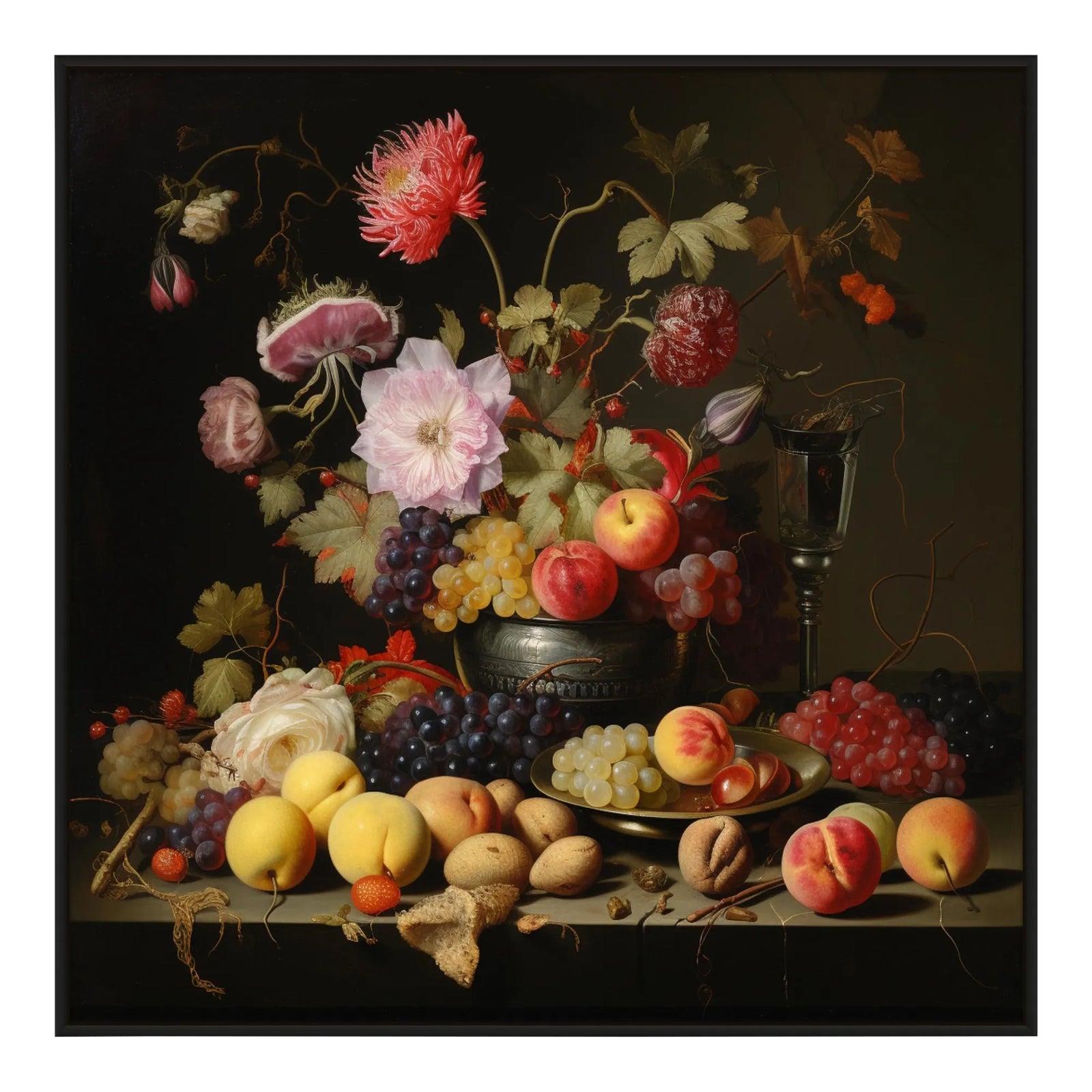 Framed 32' X 32' Collector Fine Art Print 'Still Life With Fruits and ...