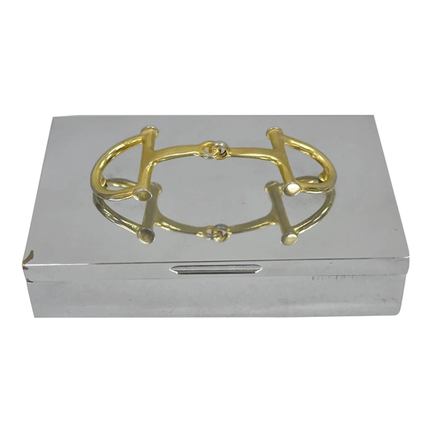 Vintage Brass Horsebit Silver Plated Gucci Style Cigarette Snuff Box ...