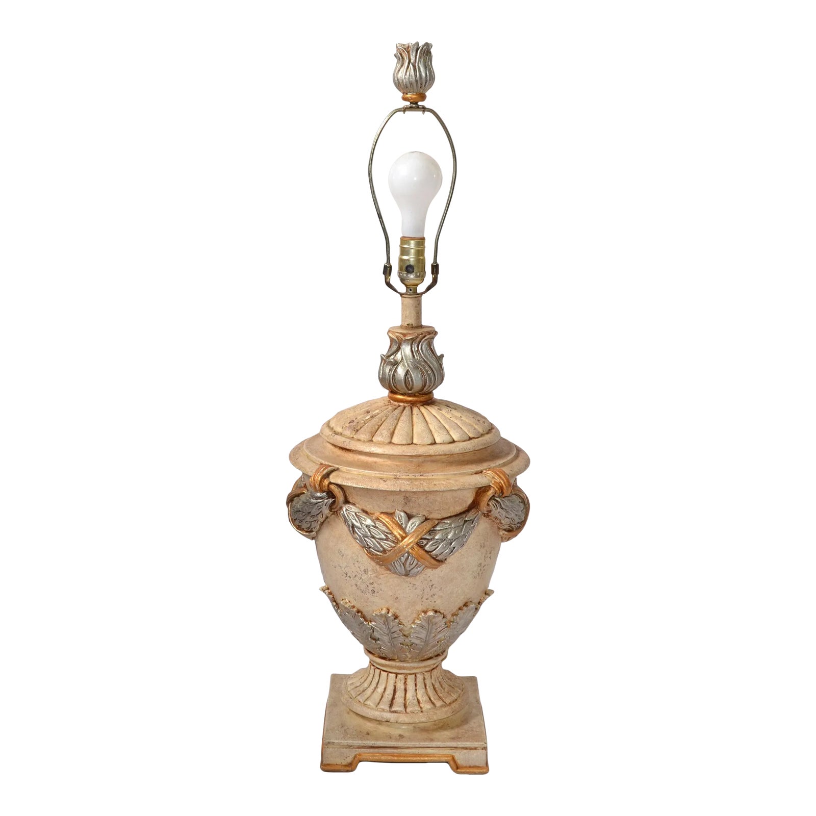 1980s Rembrandt Lighting Hollywood Regency Taupe Gold Silver Ceramic ...