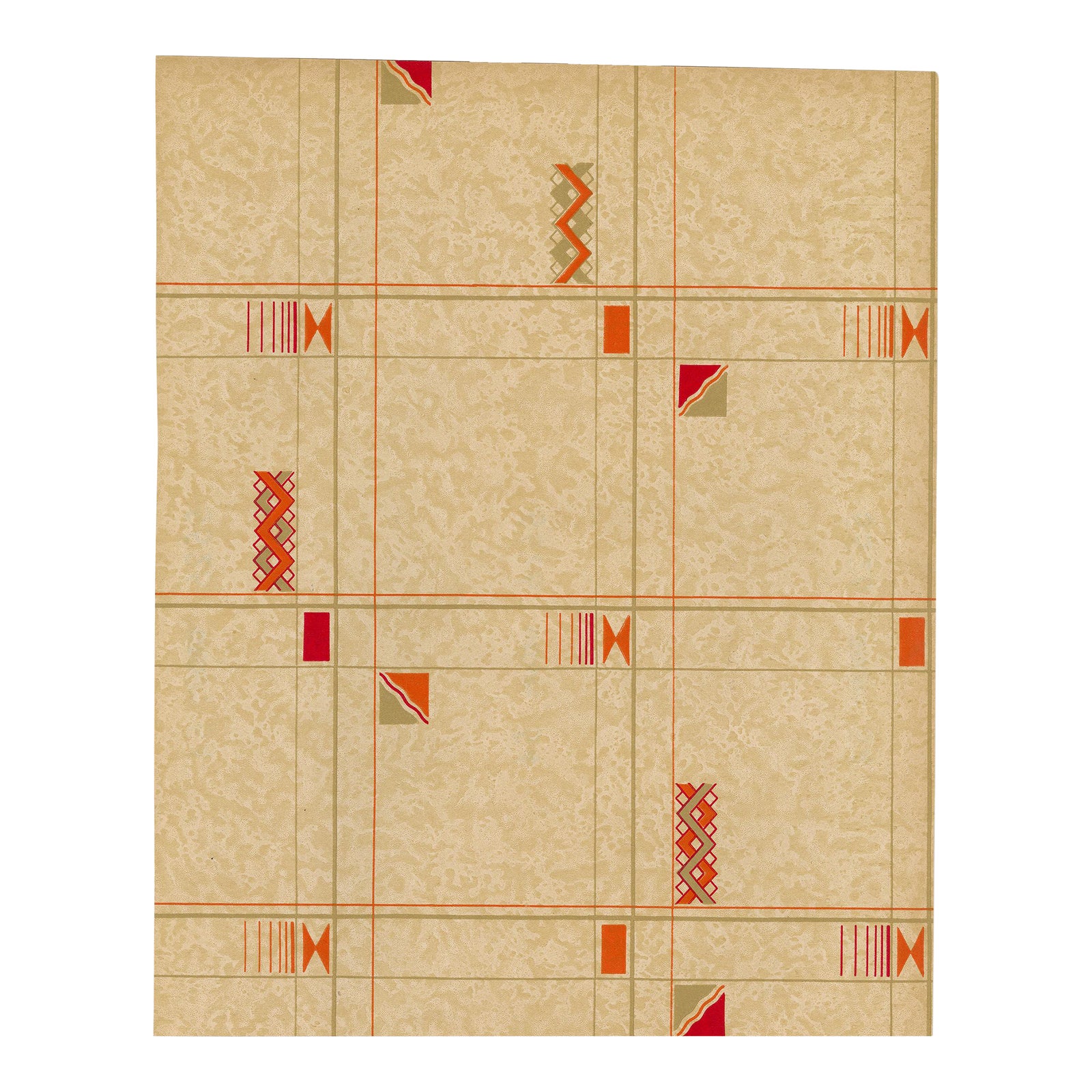 Vintage Screen-Printed Wall Paper Circa 1950s (2) | Chairish